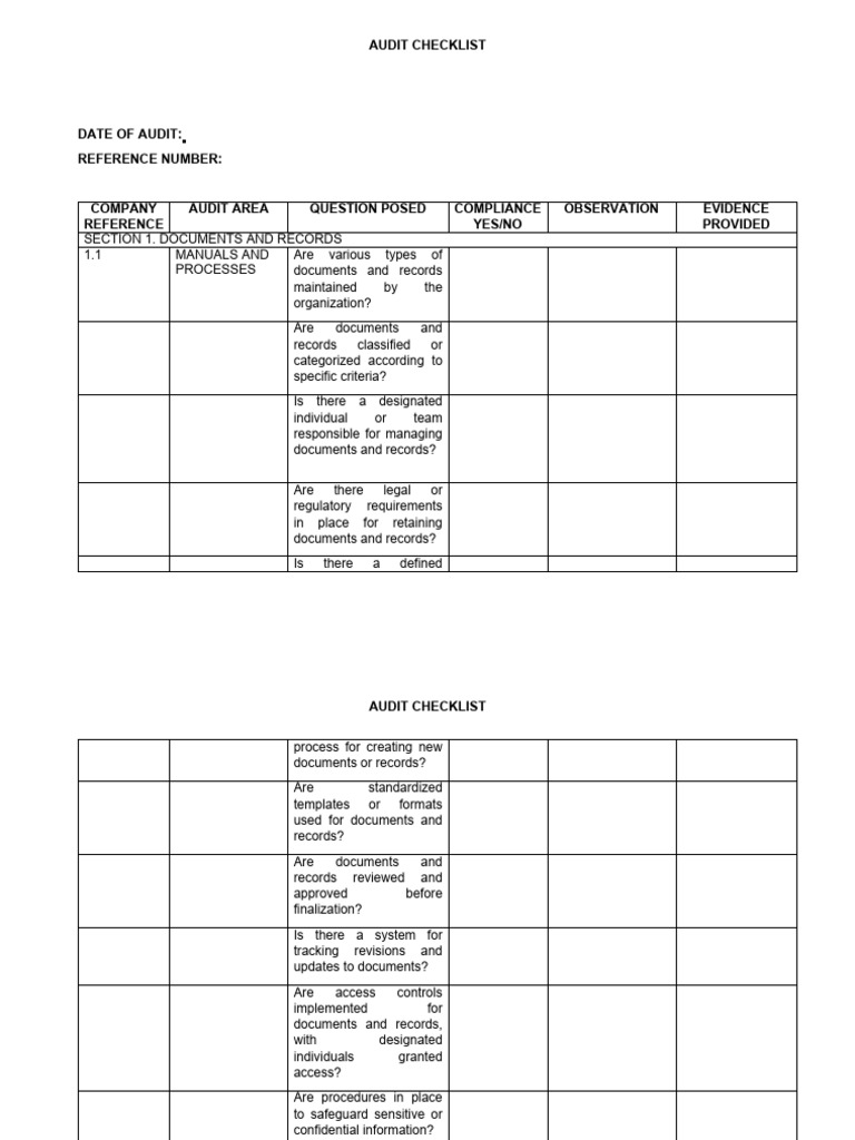 AUDIT CHECKLIST | PDF | Audit | Regulatory Compliance