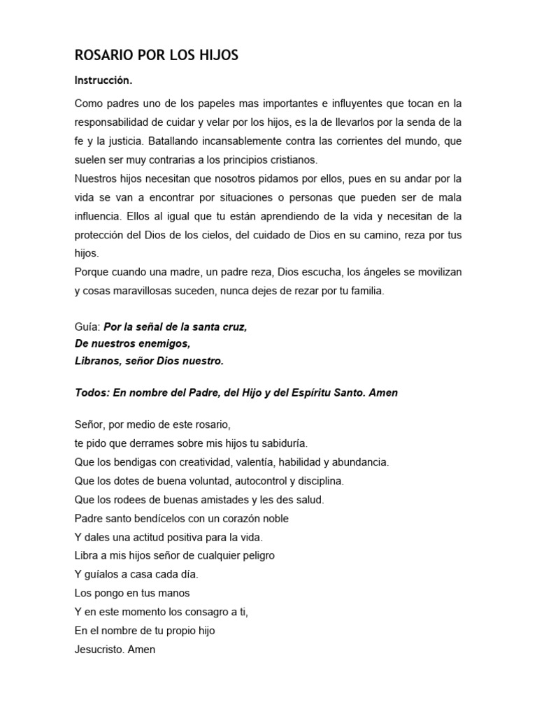 Rosario Por Los Hijos Pdf María Madre De Jesús Orador Del Señor