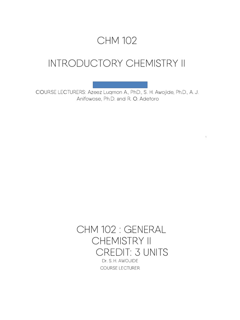 CHM 102 | PDF