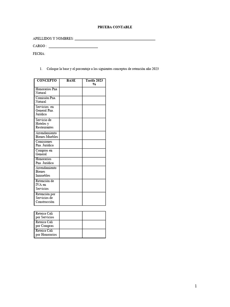 Prueba de Conocimiento Contable 2023-Def | PDF | Negocios