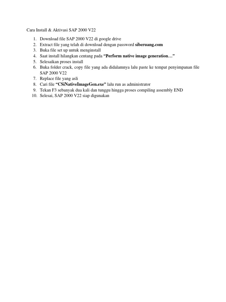 Cara Install - Aktivasi SAP 2000 V22 | PDF | Game & Aktivitas | Komputer