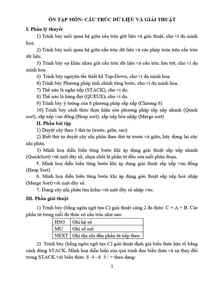 ON TAP LY THUYET VA BAI TAP CTDL> - GiuaKy | PDF