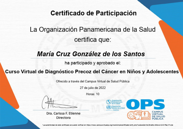 Certificado OPS | PDF