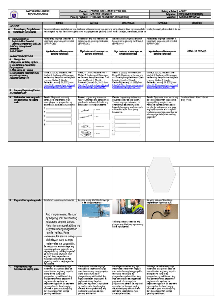 G5 Q3W4 DLL EPP-IA (MELCs) | PDF