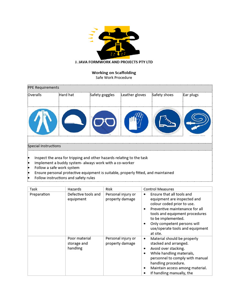 Scaffolding Safety Procedures and PPE Guide | PDF