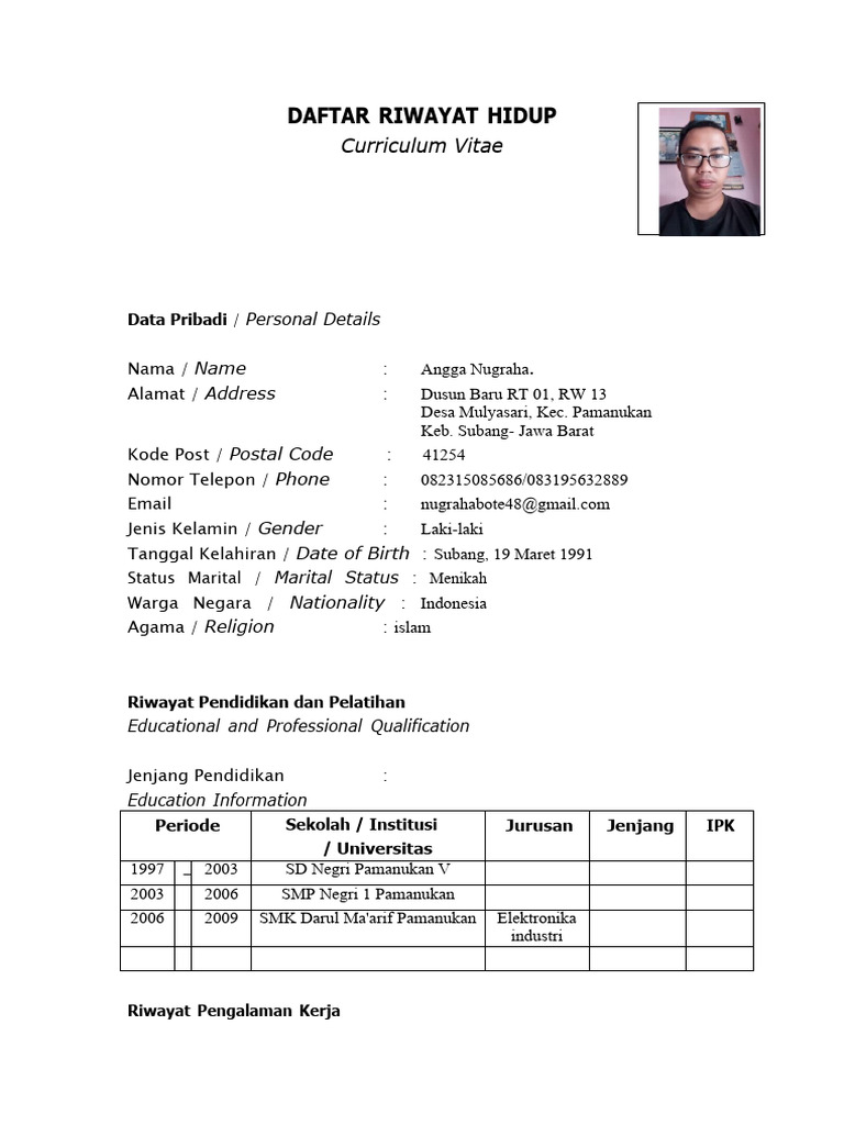 CV Angga Nugraha | PDF | Karier & Perkembangan
