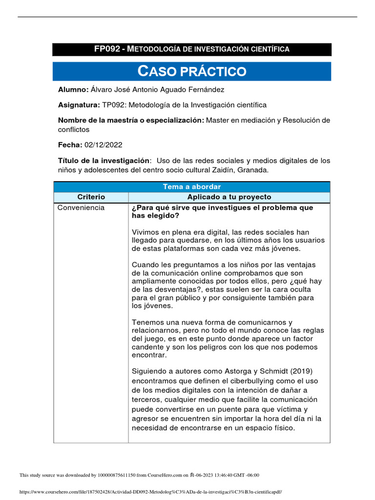 Actividad DD092 Metodolog A de La Investigaci N Cientifica PDF | PDF | Acoso cibernético | Abuso ...