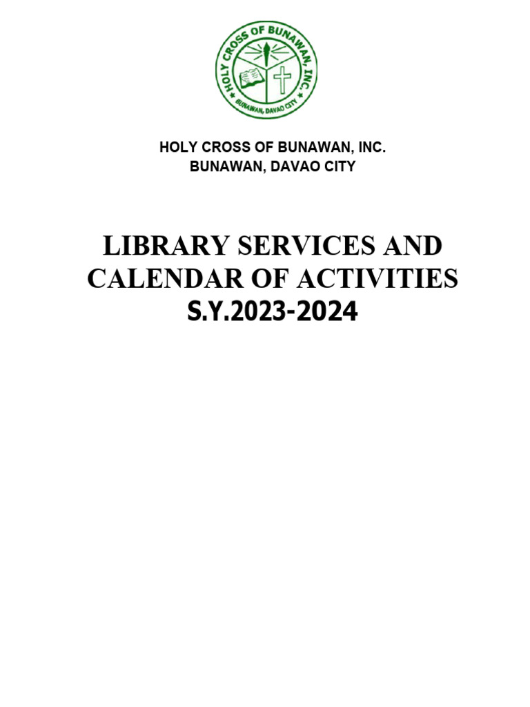Library Services and Activity Calendar | PDF | Libraries | Books