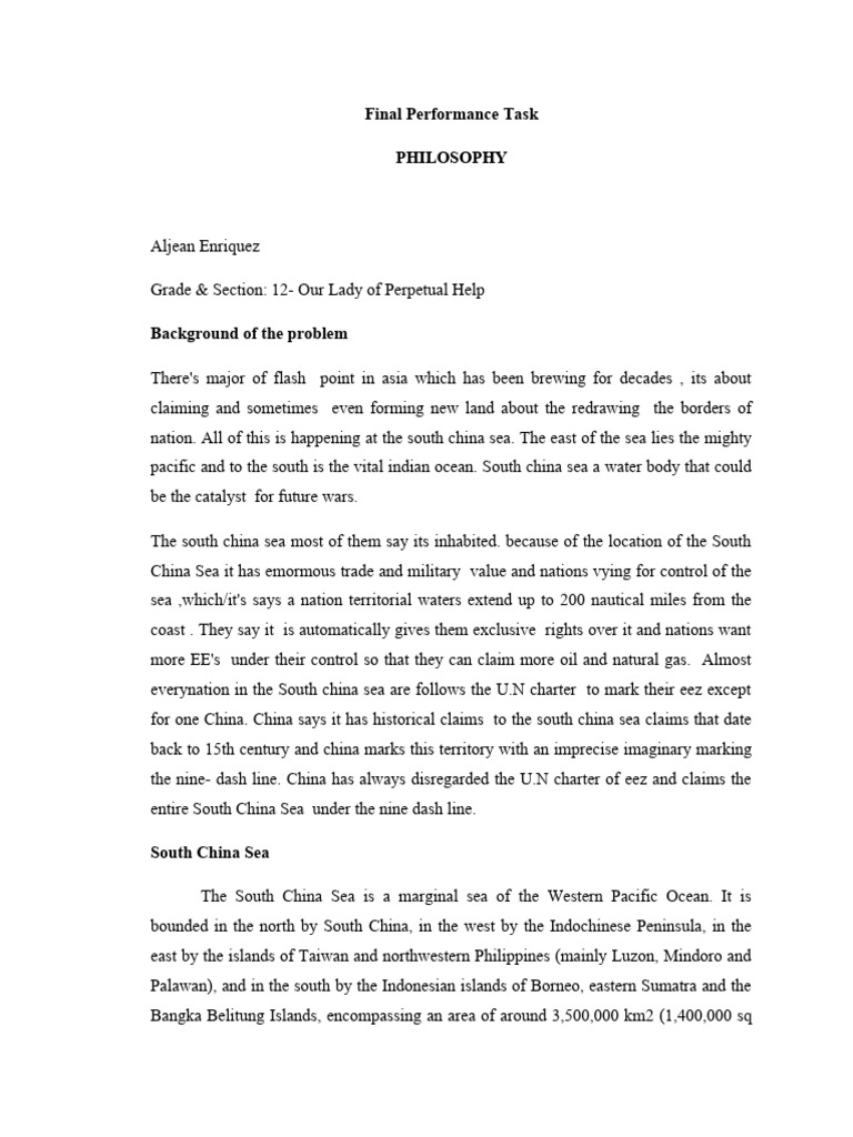 Aljean Enriquez 12 OLPH FINAL | PDF | South China Sea