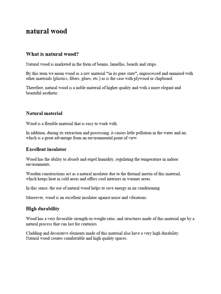 Types and Benefits of Natural Wood | PDF