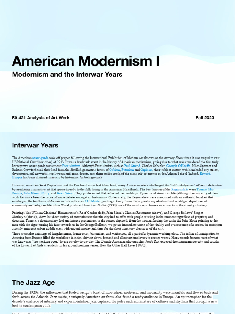 American Modernism I Lecture | PDF | History | Classics