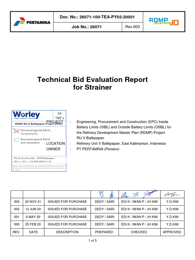 26071-100-TEA-PY02-20001 - 003 TBE Strainer | PDF