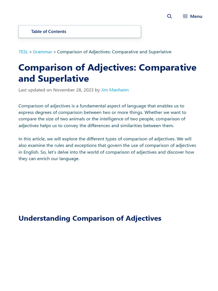 Comparison of Adjectives Explained | PDF | Adjective | English Grammar