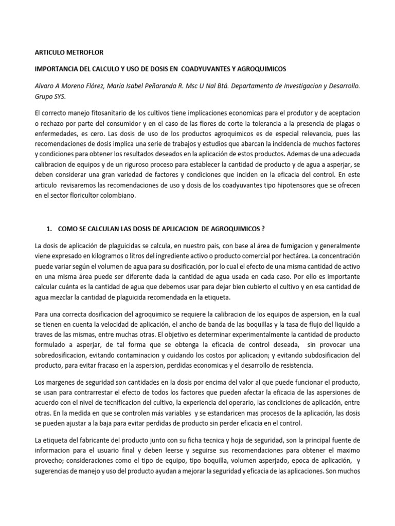 Articulo Calculo de Dosis de Productos Final | PDF | Tecnología