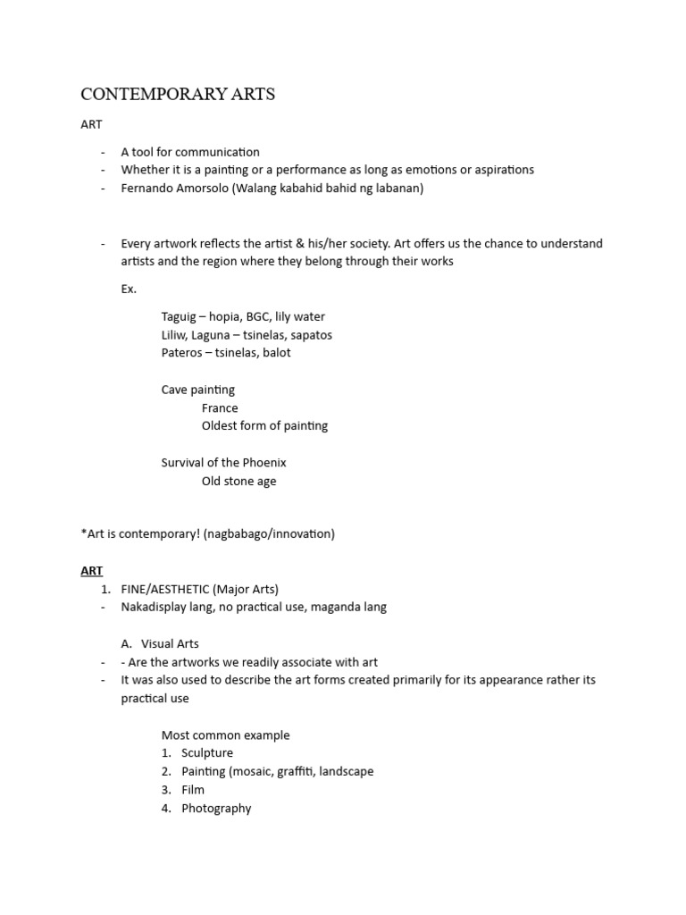 Contemporary Arts | PDF