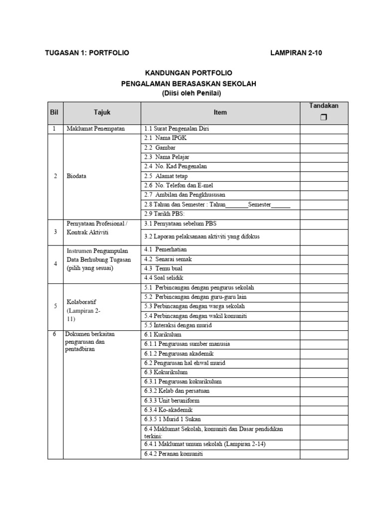 PBS 1 Checklist | PDF