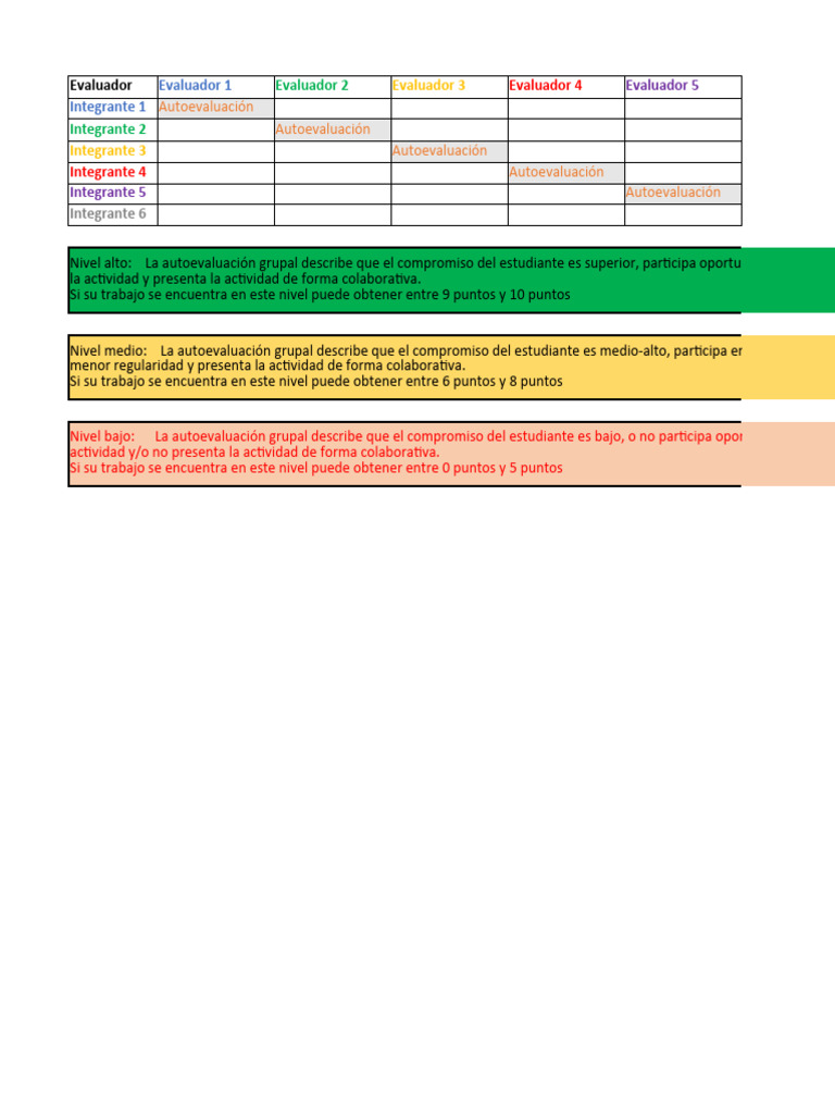 Evaluación Grupal y Autoevaluación | PDF