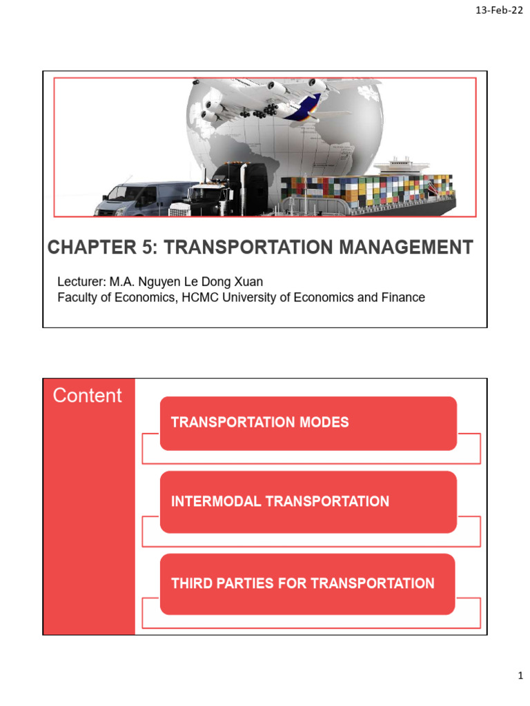 Chapter 5. Transportation Management (For Students) | PDF | Transport | Cargo