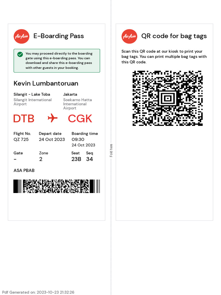 E-Boarding Pass QR Code For Bag Tags | PDF | Human–Computer Interaction ...