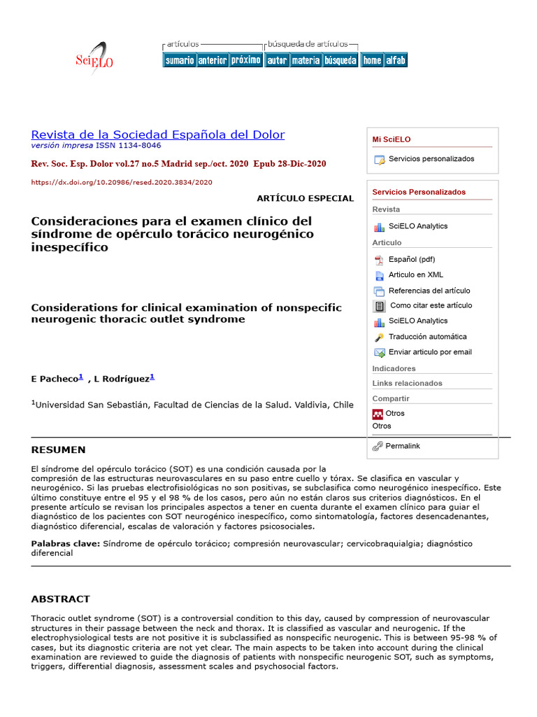 Examen del Síndrome de Opérculo Torácico | PDF | Relaciones personales ...