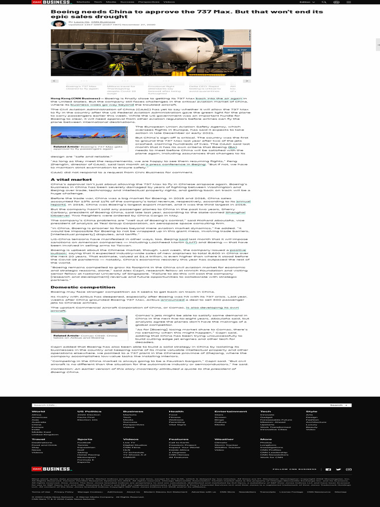 Boeing Needs China To Approve The 737 | PDF | Boeing | China