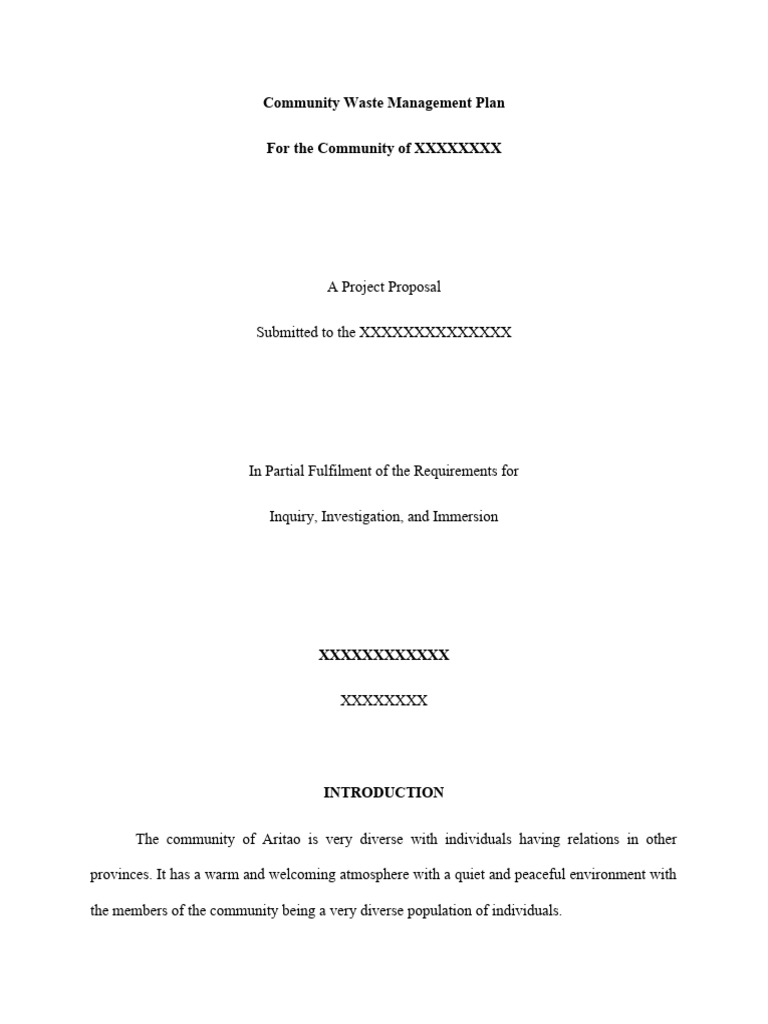 Community Waste Management Plan | PDF