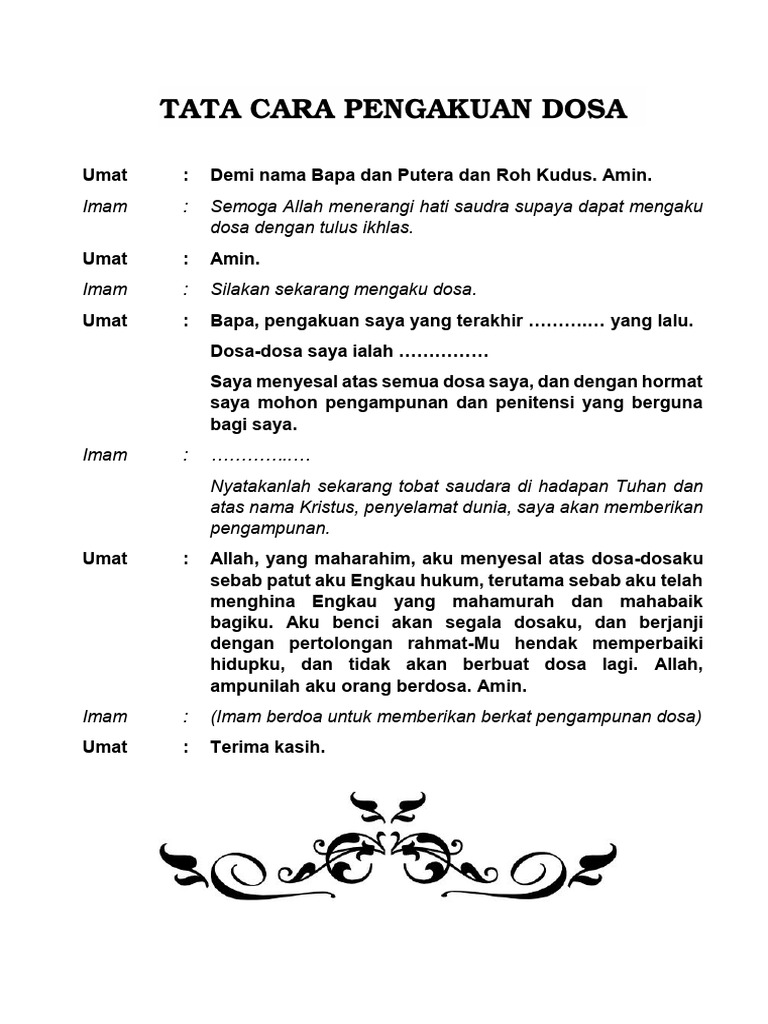 Tata Cara Pengakuan Dosa | PDF