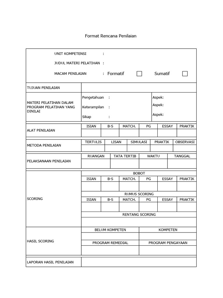 Rencana Penilaian Peserta Pelatihan | PDF
