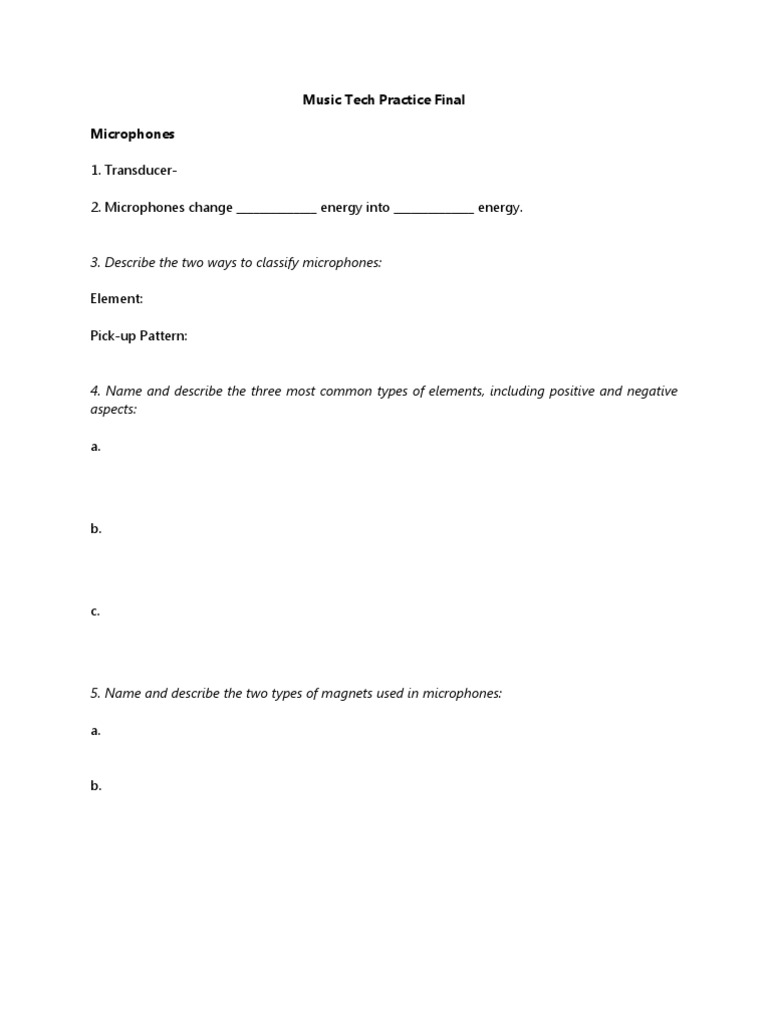 Music Tech Practice Final | PDF | Technology & Engineering