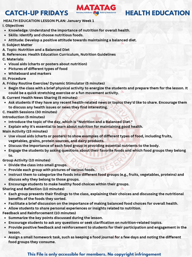 Health Education Grade 4 | PDF