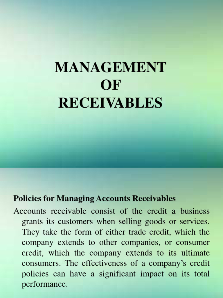 Management of Receivables | PDF