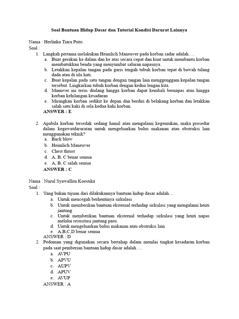 Soal BHD & Tutorial Kondisi Darurat Lainnya | PDF