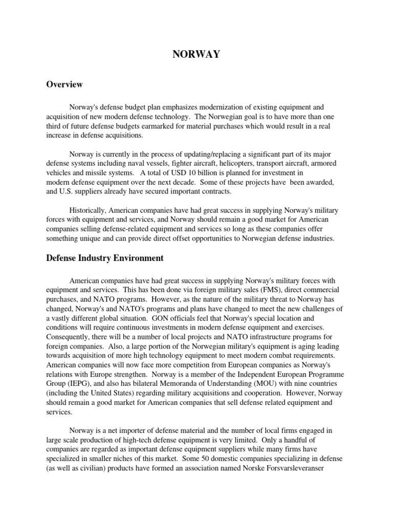 Overview - Norway | PDF | Norway | Procurement