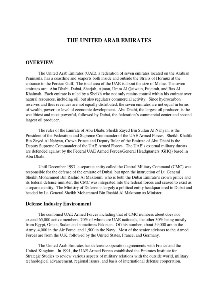 Overview - The United Arab Emirates | PDF