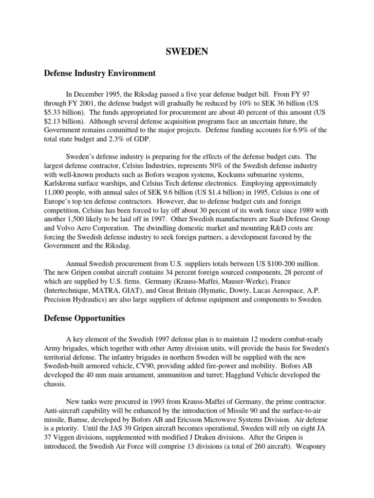 Overview - Sweden | PDF | Sweden | Arms Industry