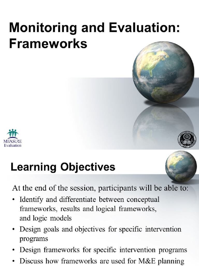 Monitoring and Evaluation Frameworks PDF | PDF