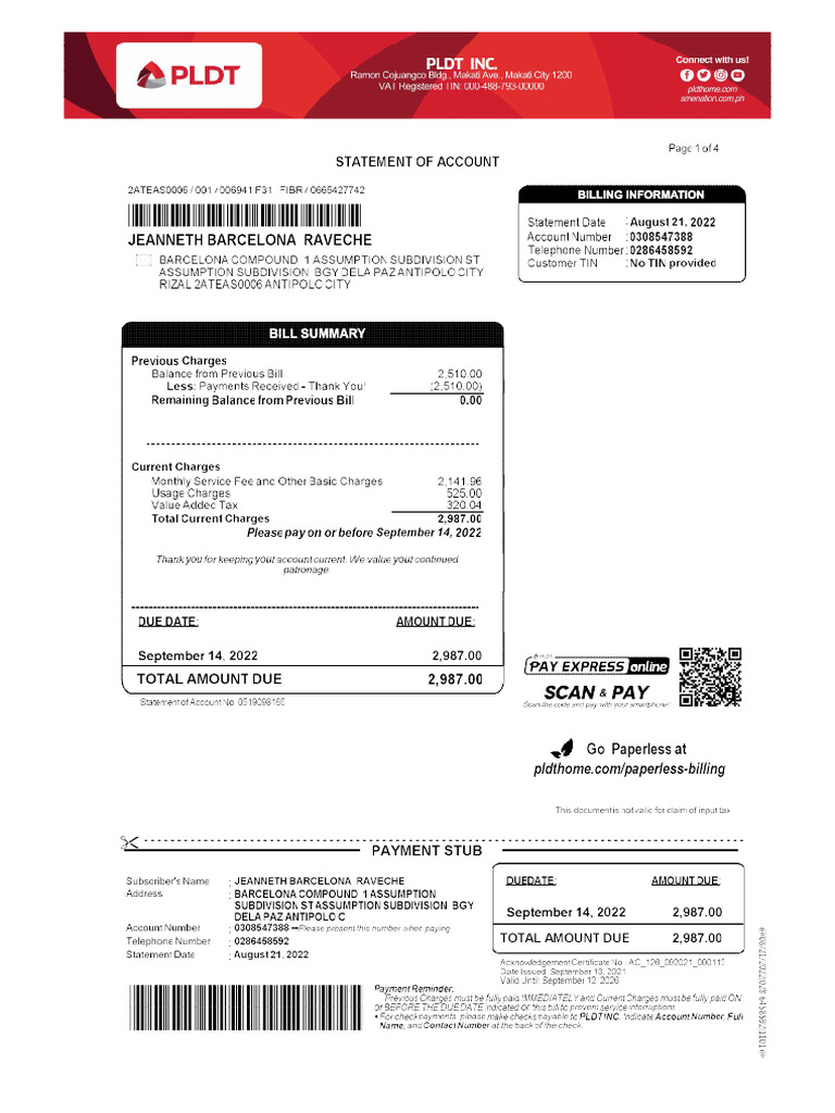 August SOA PLDT Barcelona | PDF