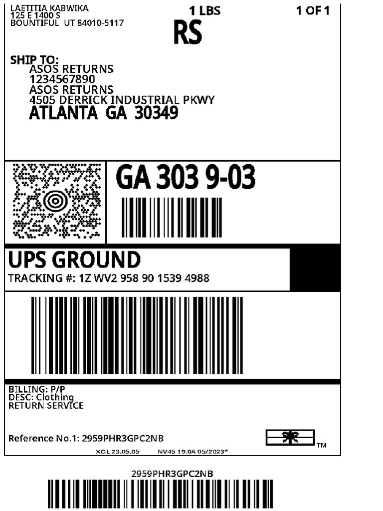 Asos Return Note 2959phr3gpc2nb | PDF