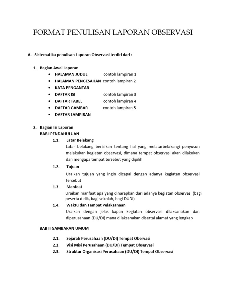 Format Laporan Observasi Ke Dudi - Ok | PDF