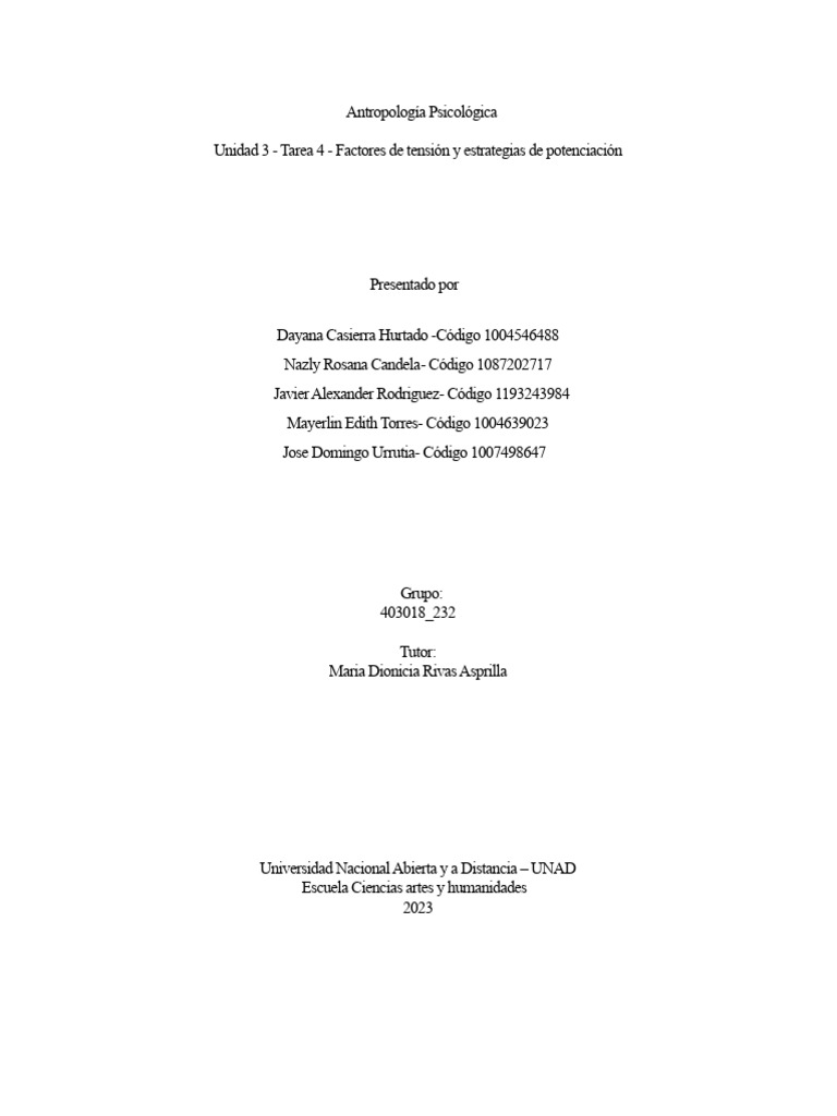 Unidad 3 - Tarea 4 - Factores de Tensión y Estrategias de Potenciación ... Unidad 3 - Tarea 4 - Factores de Tensión y Estrategias de Potenciación ...