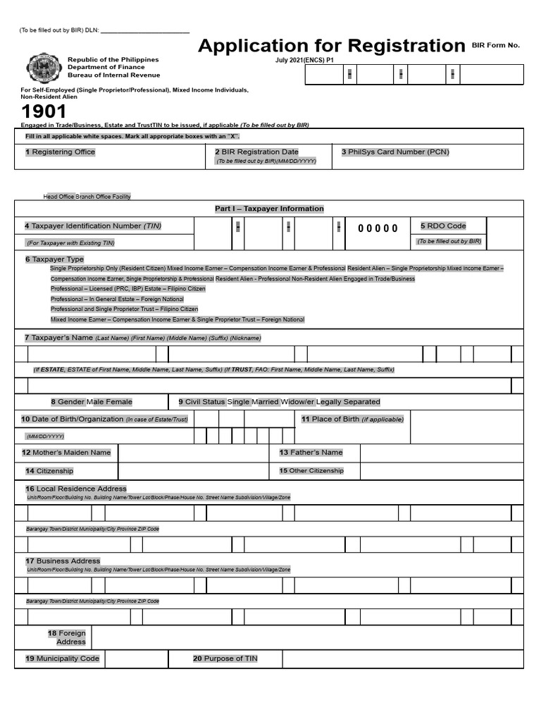 TIN Application 1901 | Download Free PDF | Taxes | Identity Document
