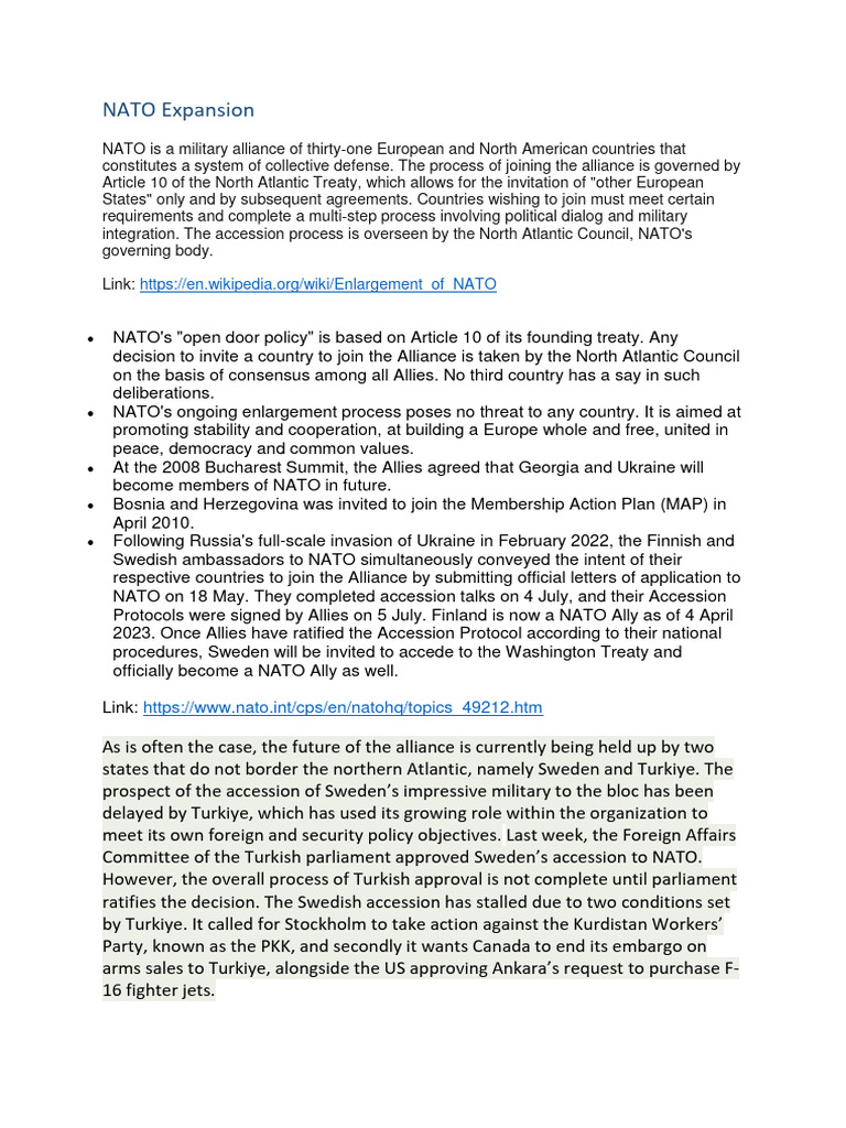 NATO Expansion and Membership Process | PDF