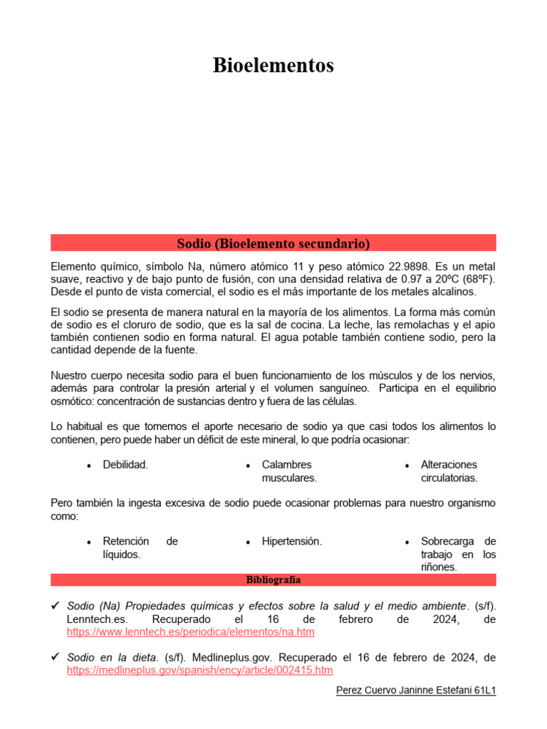 Bio Elementos | PDF