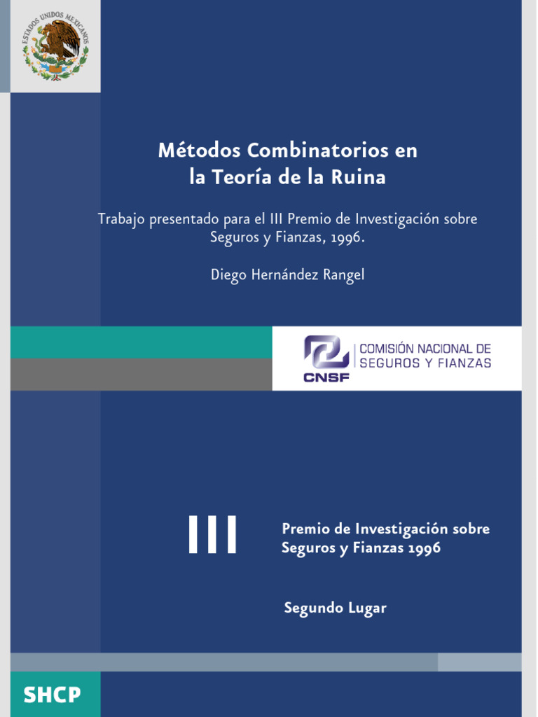 Metodos Combinatorios en La Teoria de Ruina | PDF | Actuario | Seguro Metodos Combinatorios en La Teoria de Ruina | PDF | Actuario | Seguro