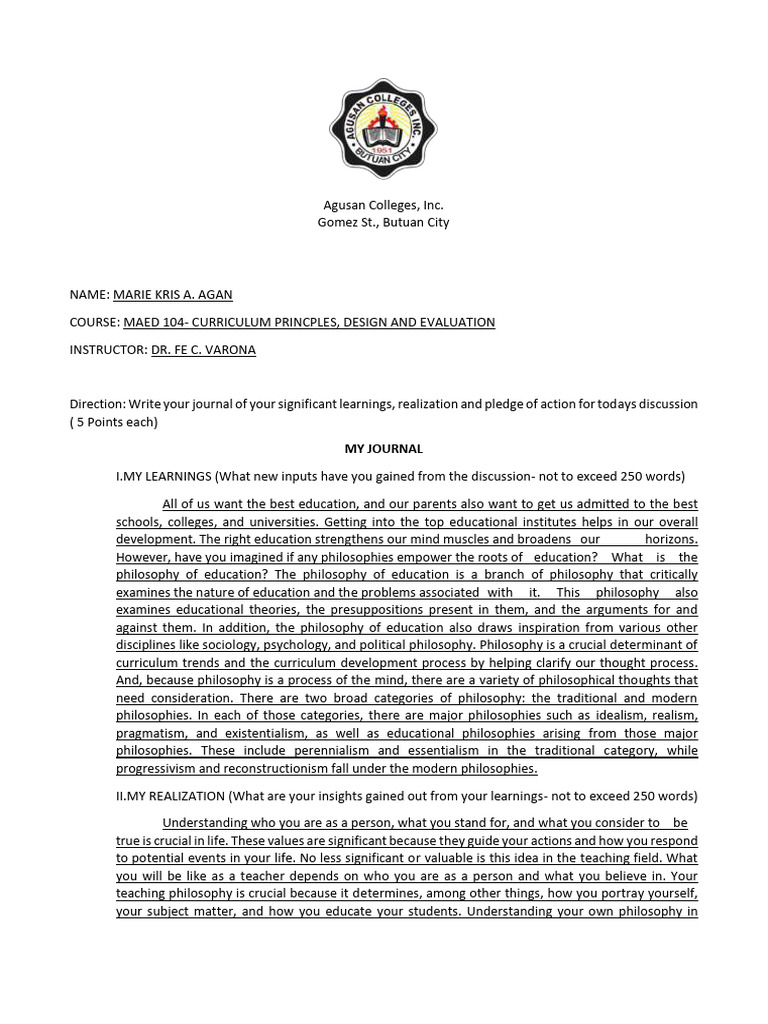 Assignment 4 MAED 104 | PDF | Philosophy Of Education | Teachers