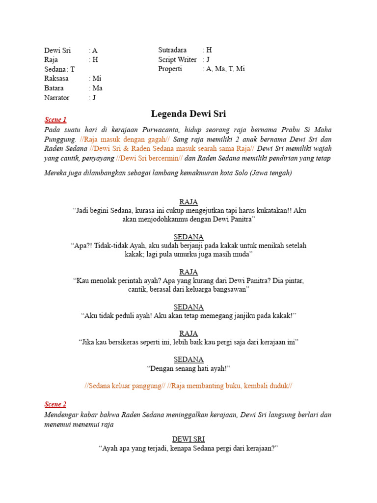 Naskah Drama Dewi Sri | PDF