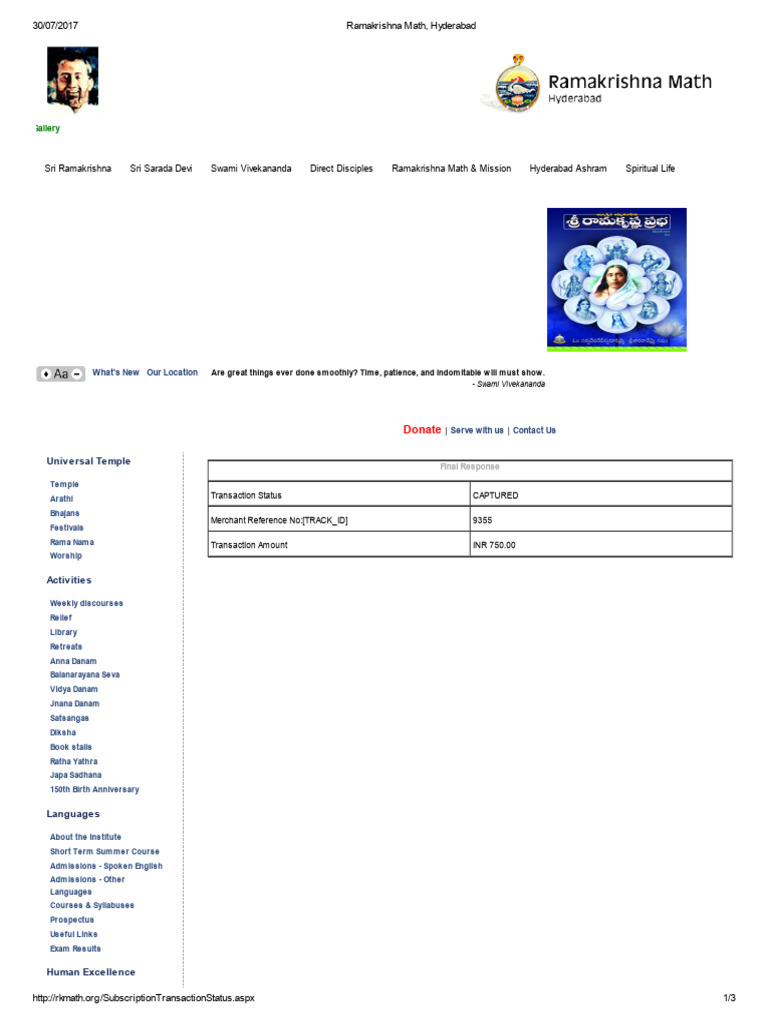 Ramakrishna Math, Hyderabad | PDF | Yoga | Ramakrishna Mission