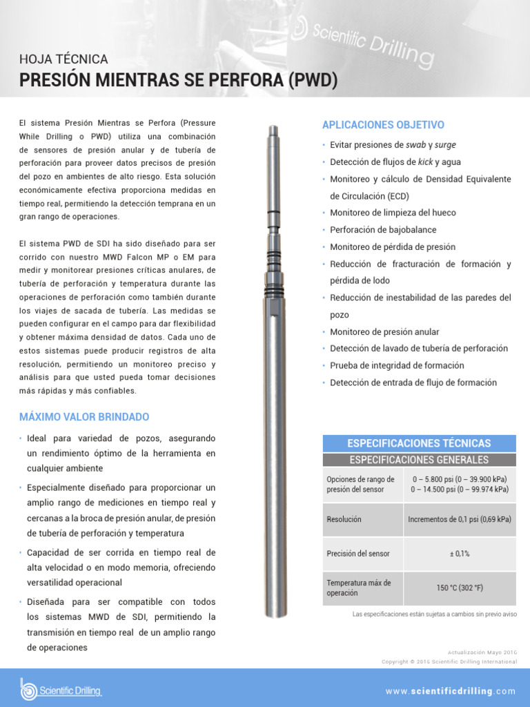 Pressure While Drilling PSS Spanish | PDF | Presión | Ciencias fisicas
