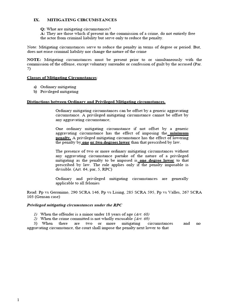 Understanding Mitigating Circumstances in Law | PDF | Plea | Crimes