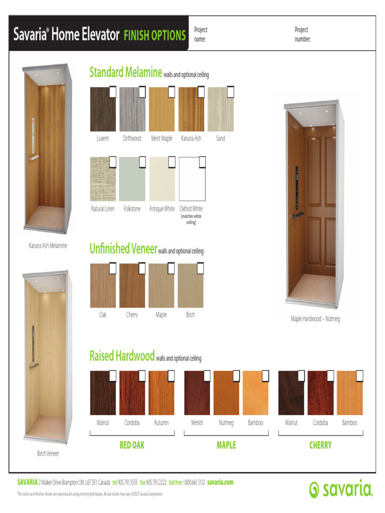 Home Elevator Color Chart | PDF | Materials | Building Materials